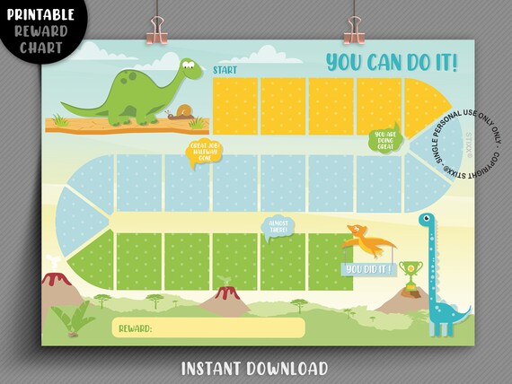 Printable DINO Reward Chart Sticker Chart Potty Training | Etsy