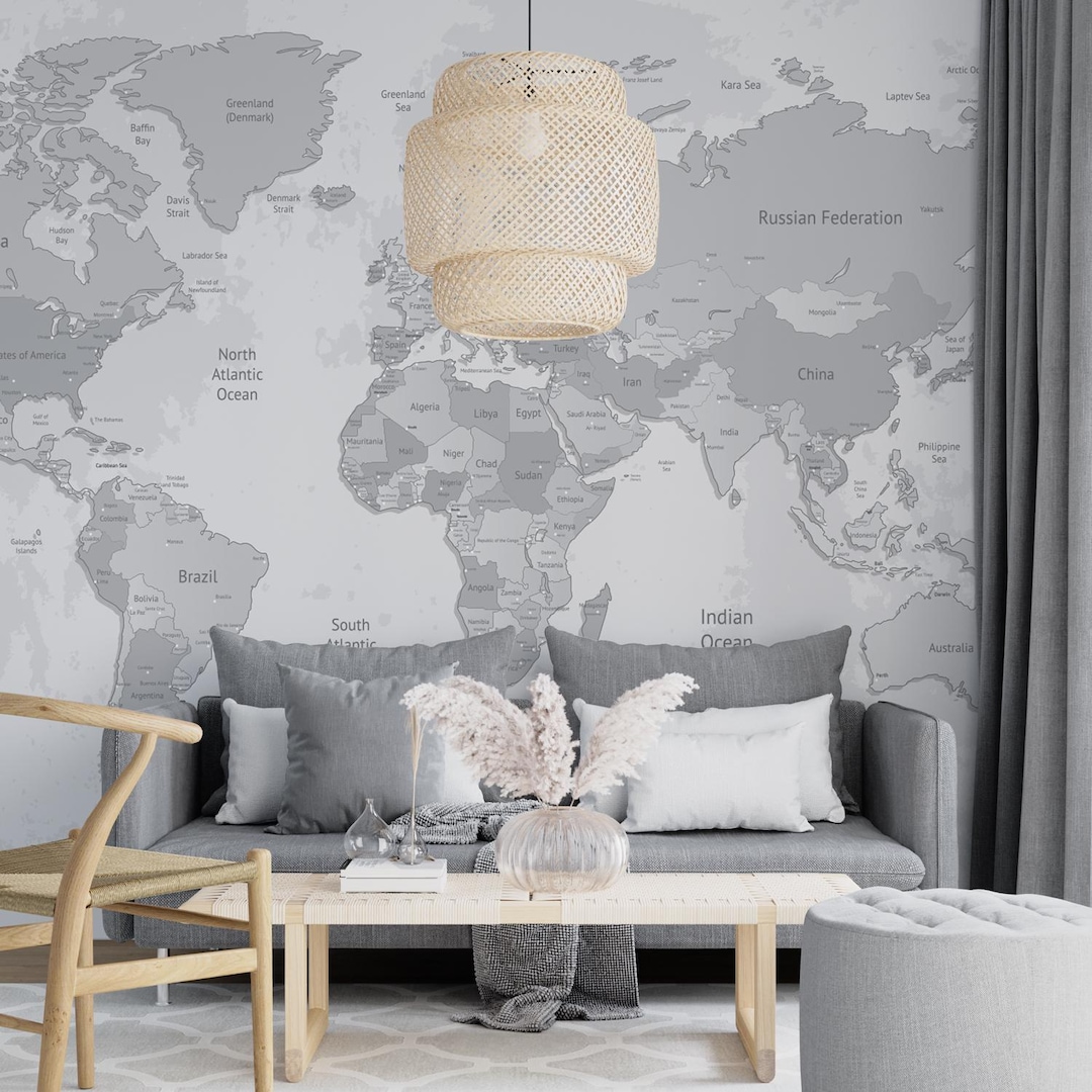 GLOBE TROTTER MAP - Custom Size, World Map Wallpaper Mural, Remote ...