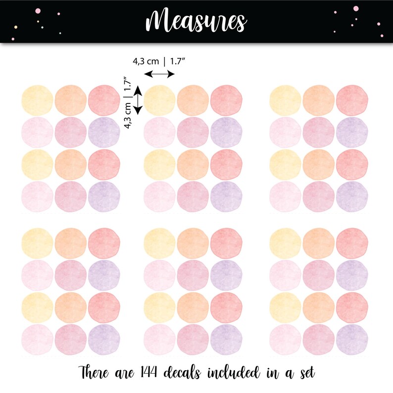144un PASTEL PINK WATERCOLOR Dots - Wall Decal, Pastel Pink Nursery ...