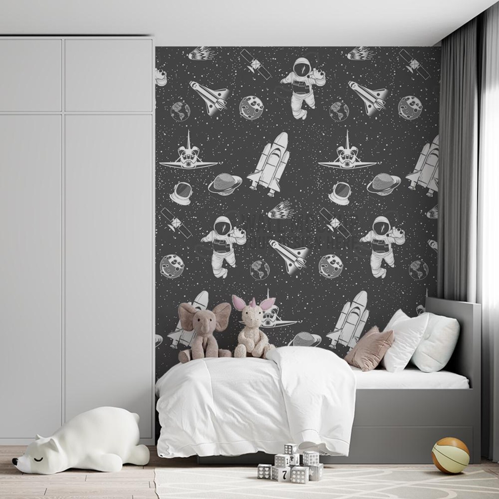 APOLLO 11 Space, Planets, Astronaut, Galaxy Wallpaper Mural, Nursery ...