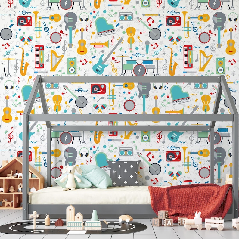 MUSICAL Guitars, Notes, Pianos, Instrumental, Music Wallpaper Mural ...