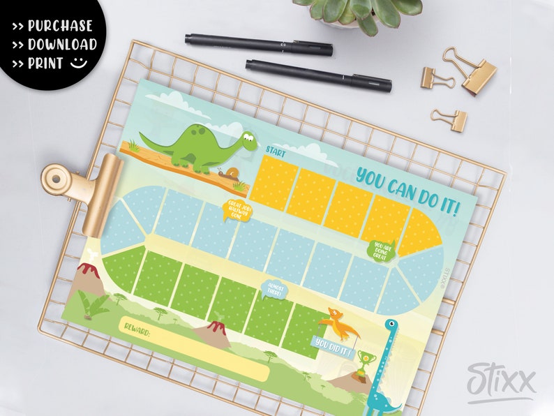 Printable DINO Reward Chart, Sticker Chart, Potty Training, Kids ...
