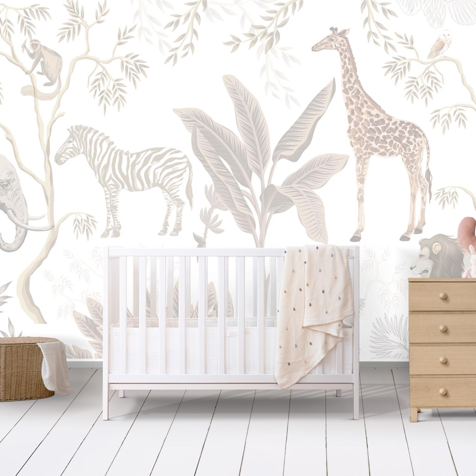 SIMBA Wild Animals Wallpaper Mural Kids, Nursery Removable Decor, Wall ...