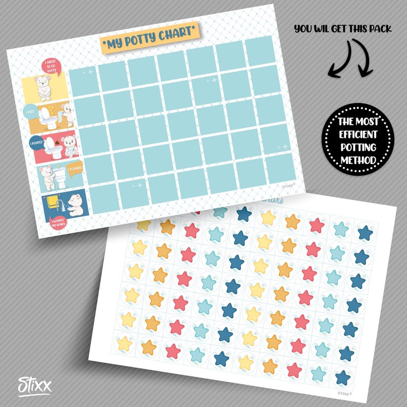 Printable Potty Training Reward Chart for Toddlers (instant Download ...