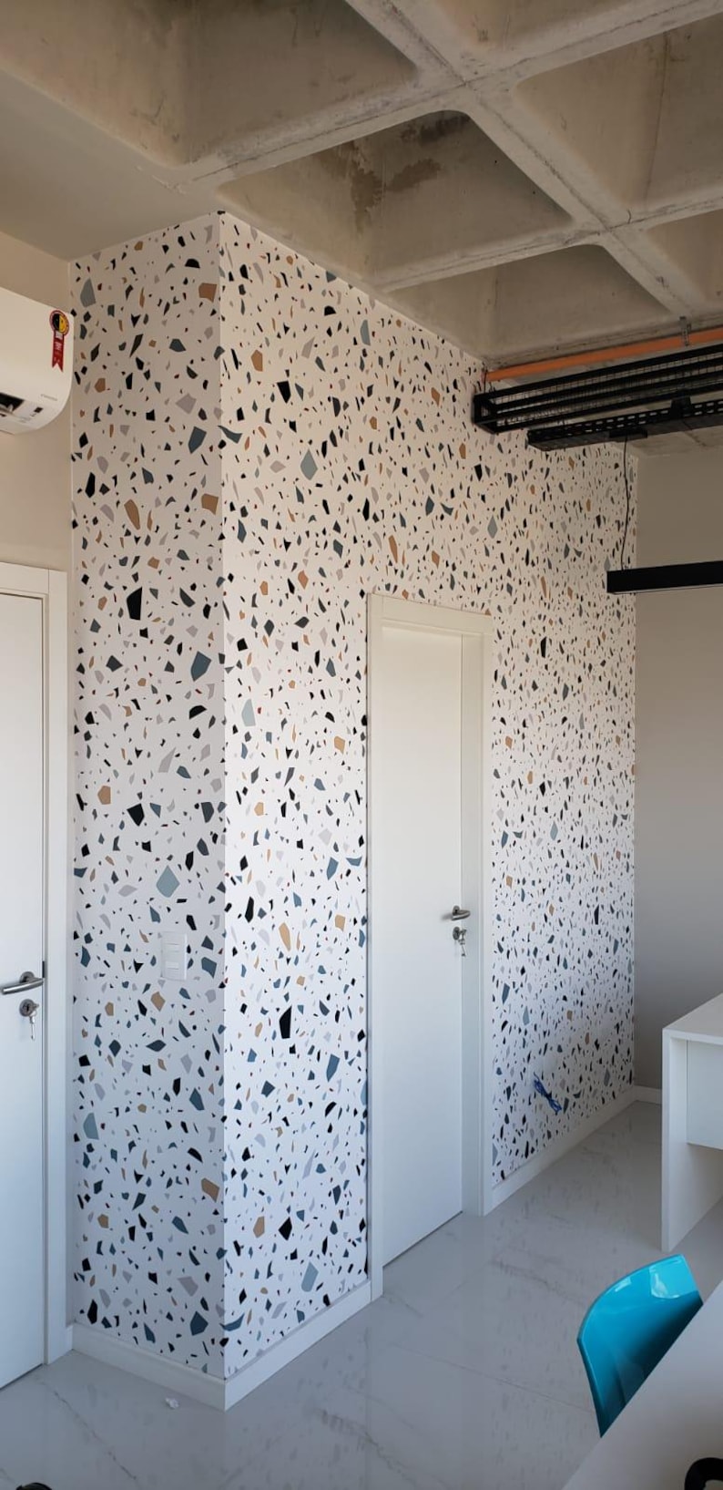 Blue Terrazzo Wallpaper Mural: Peel and Stick Nursery Decor - Etsy