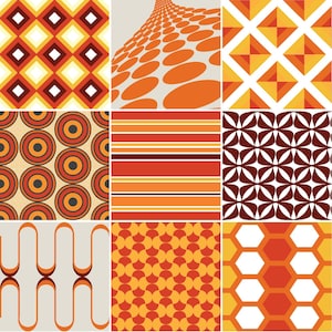 RETRO 70s TILES Kitchen and Living Wallpaper Mural, Wall Removable ...