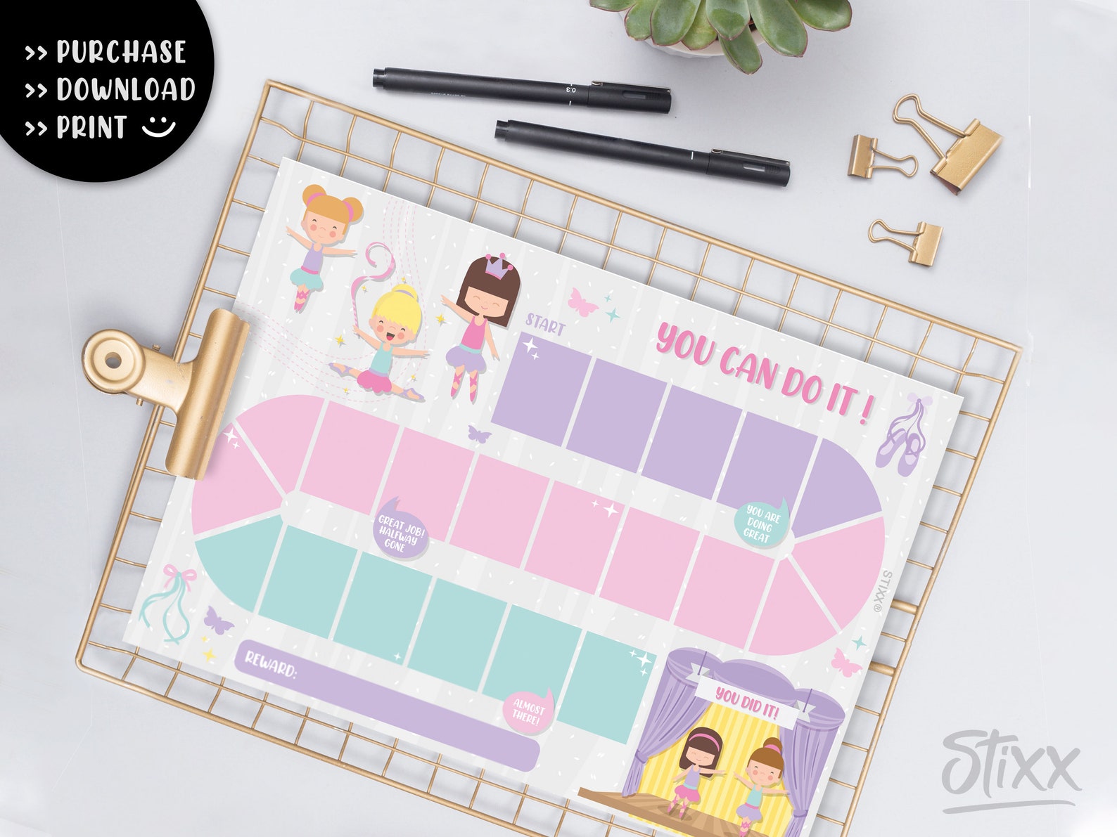 Printable Rewarding Chart, Ballerina, Sticker Chart, Potty Training ...