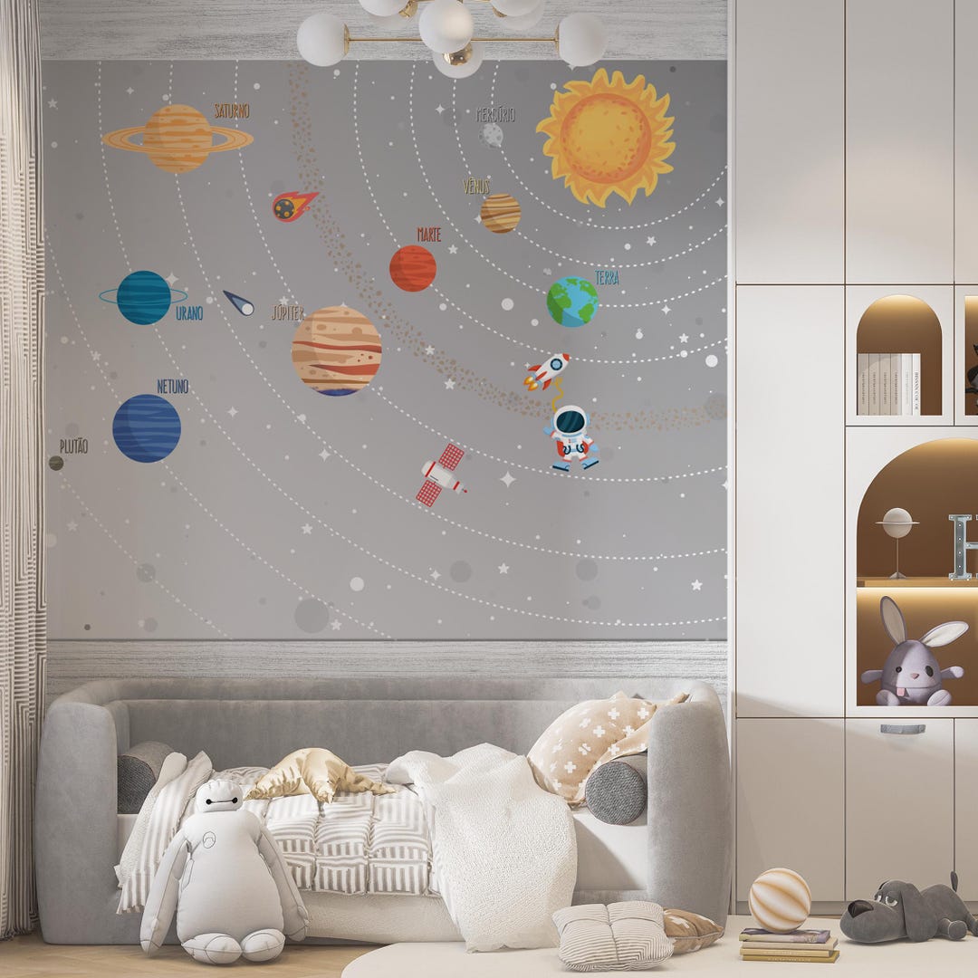 Solar System Wallpaper Mural: Peel and Stick Space Nursery Decor - Etsy