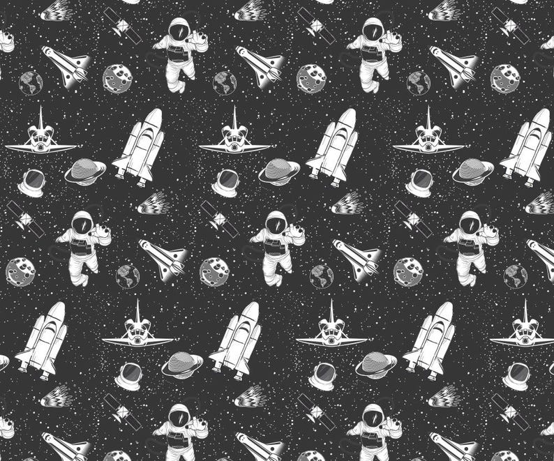APOLLO 11 Space, Planets, Astronaut, Galaxy Wallpaper Mural, Nursery ...