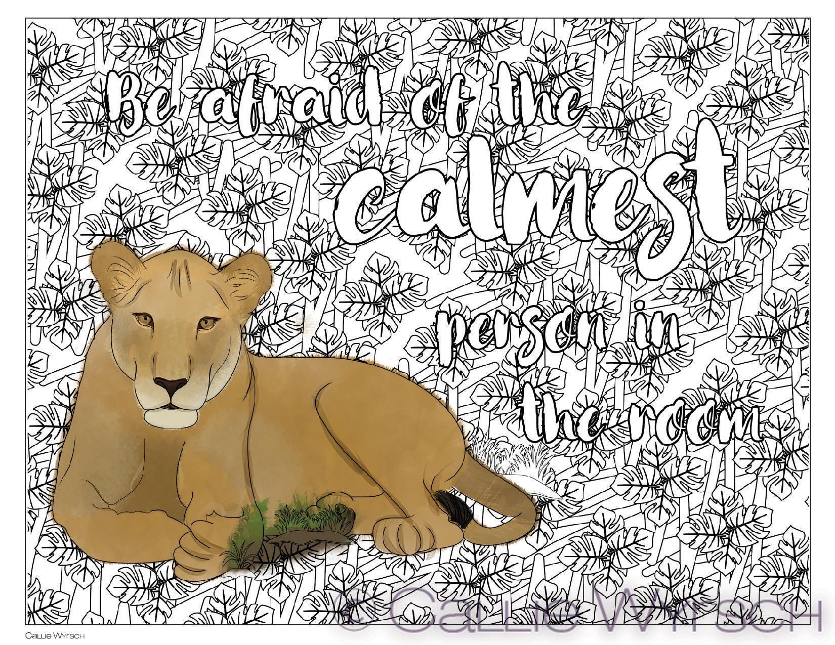 Printable Fierce Lioness Coloring Pages for Adults - Instant Download ...