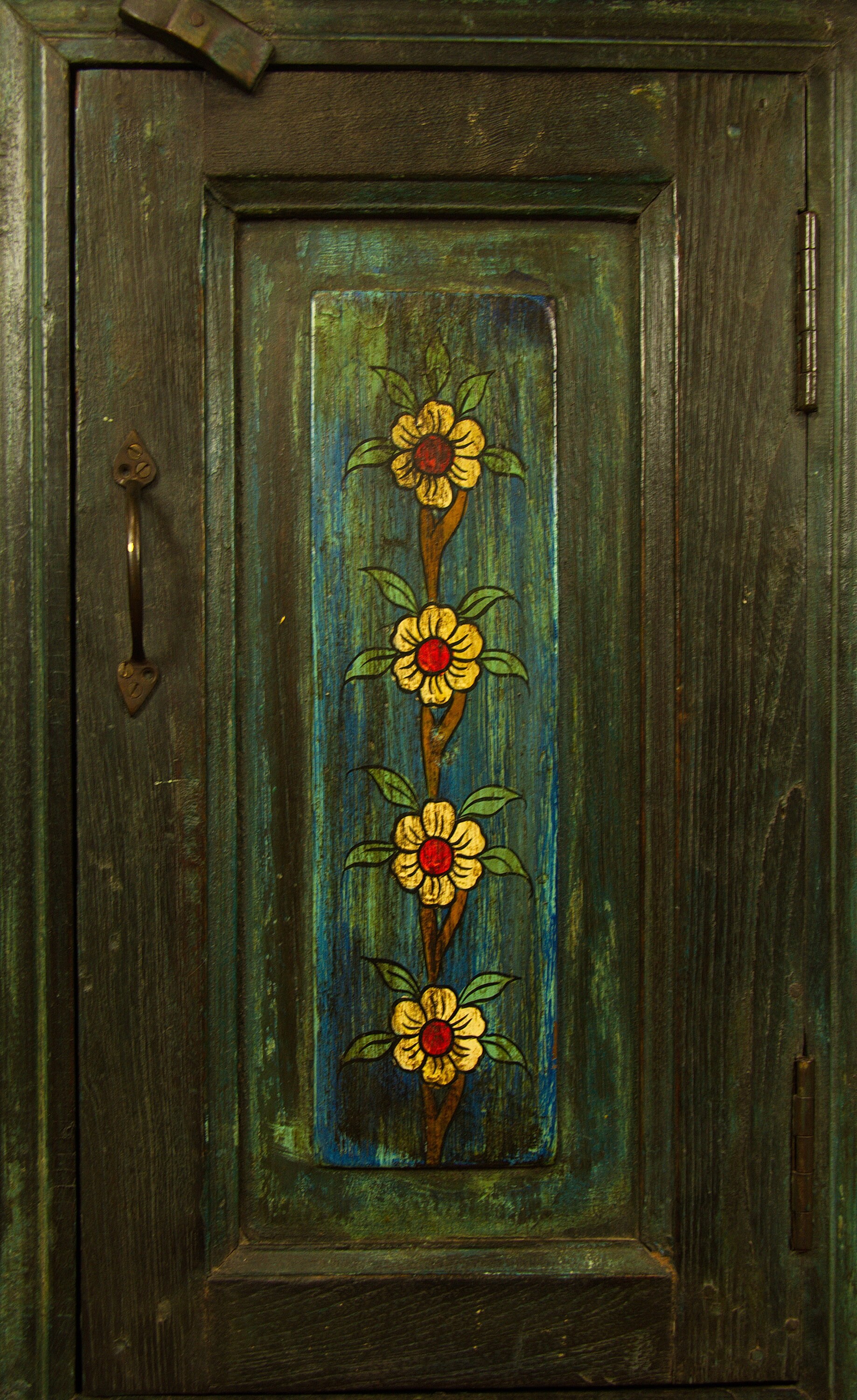 NEW YEAR SALE - Four Flowers - Vintage Painted Small Cabinet - Etsy