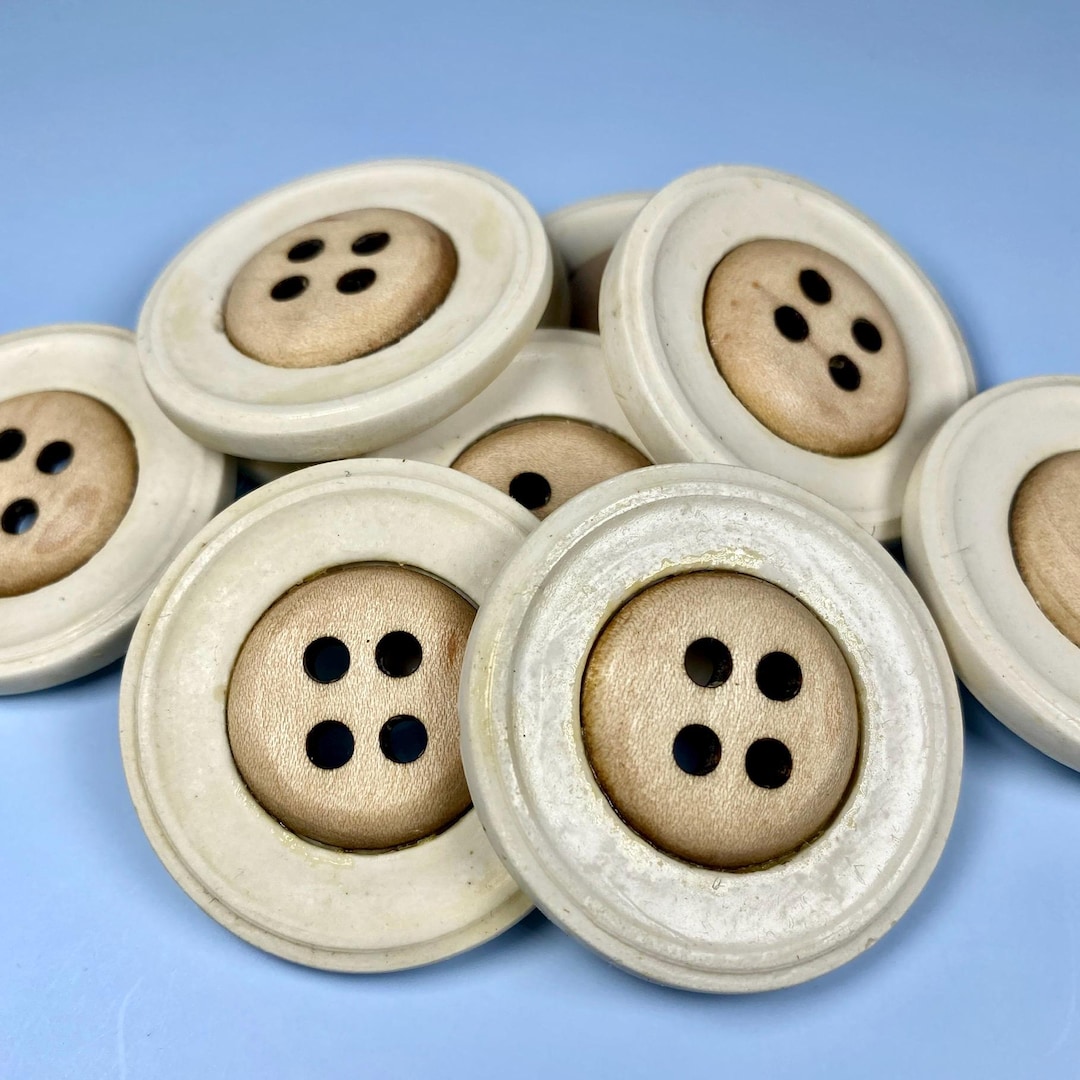 Wood and Manufactured Stone Button Hand Crafted Button Decorative ...