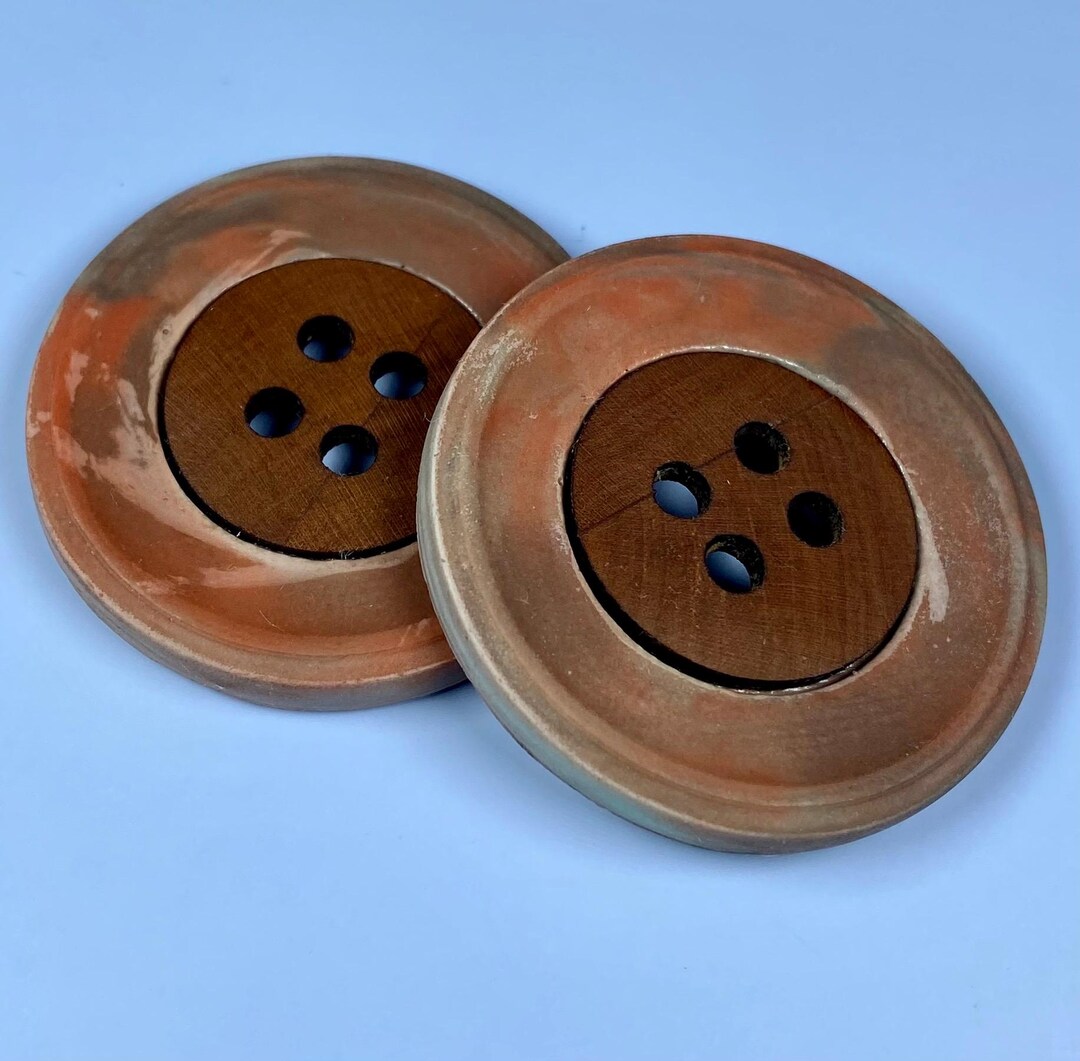 Wood and Manufactured Stone Button Hand Crafted Button Decorative ...
