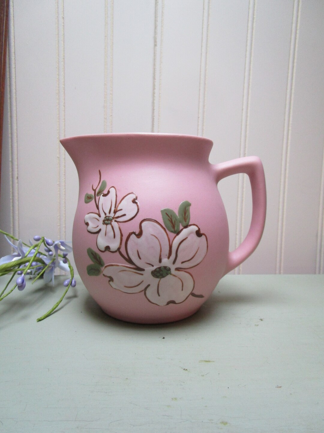 Vintage Pink Pigeon Forge Art Pottery Pitcher Dogwood Design 5”T 6”W - Etsy