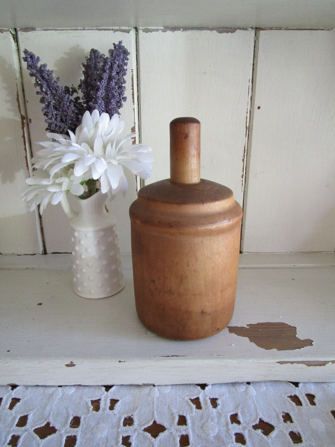 Antique Round Wooden Butter Mold, Vintage Butter Mold With Pinappale - Etsy