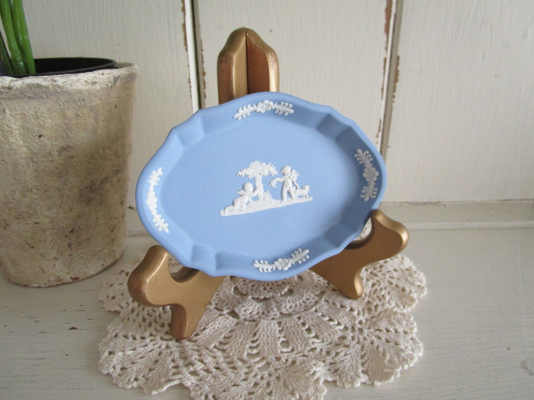 Wedgwood Blue Jasperware Oval Shaped Trinket Dish - Pale Blue Color W ...