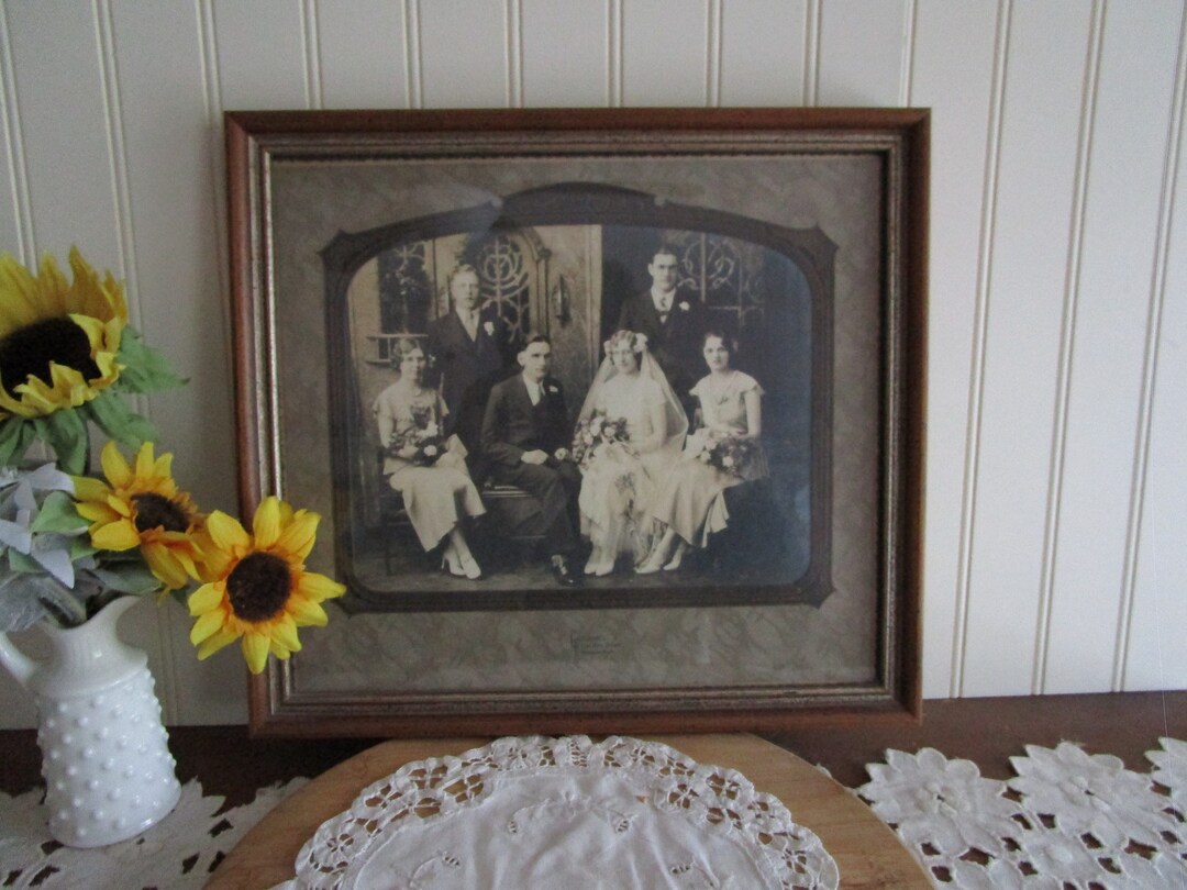 Framed Antique Family Photo 1920s Wedding Matted Picture, Wood Framed ...
