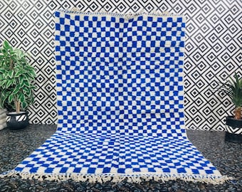 Blue Checkered Rug - Etsy