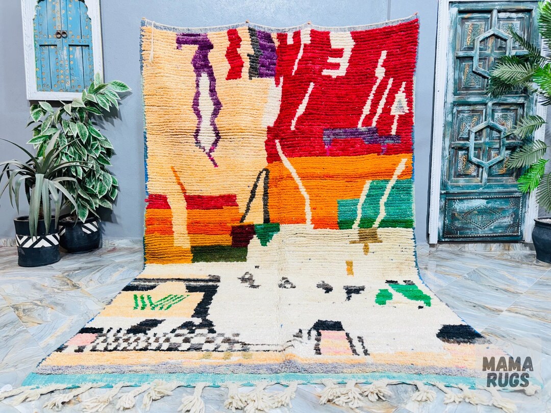 Artistic Berber Moroccan Rug - Handmade Rug - Colorful Morocco Rug ...