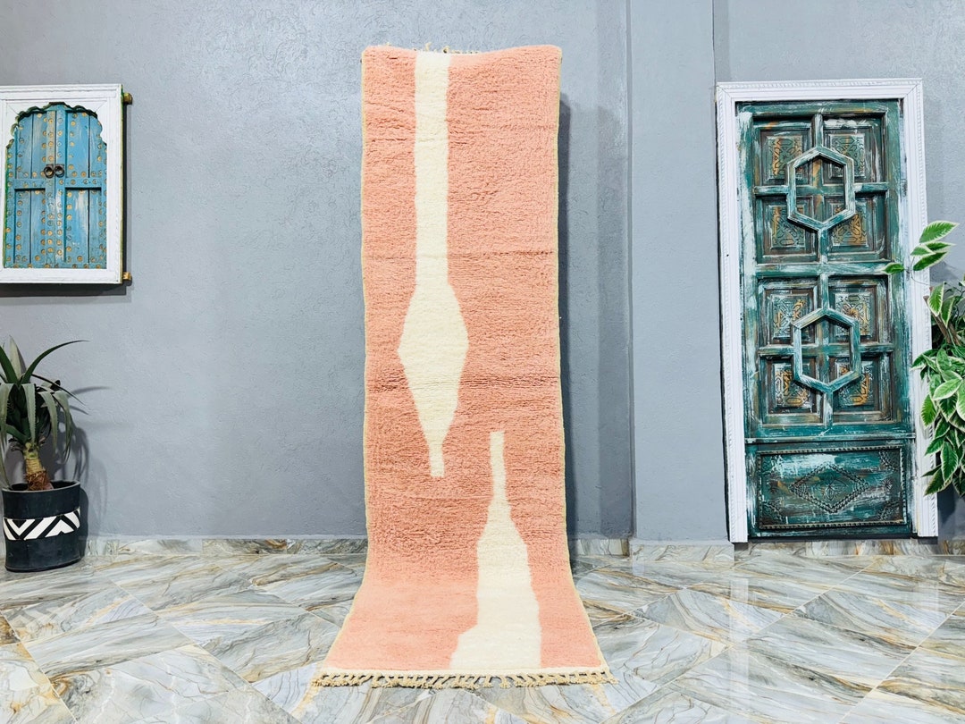 Peach Runner Rug, Hallway Rug, Moroccan Runner Rug, Abstract Runner Rug ...