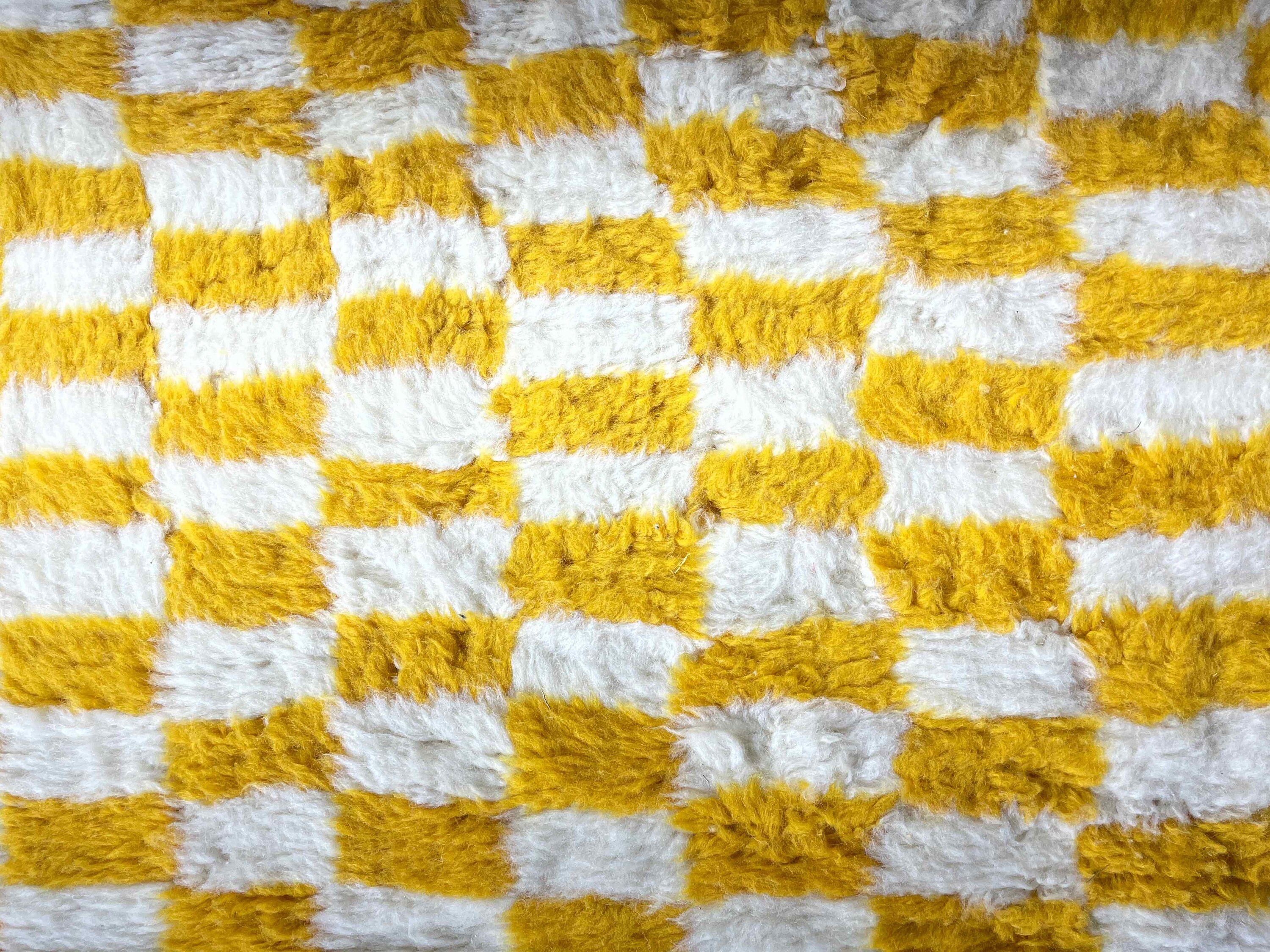 Yellow Checkered Moroccan Rug Beni Ourain Berber Moroccan | Etsy