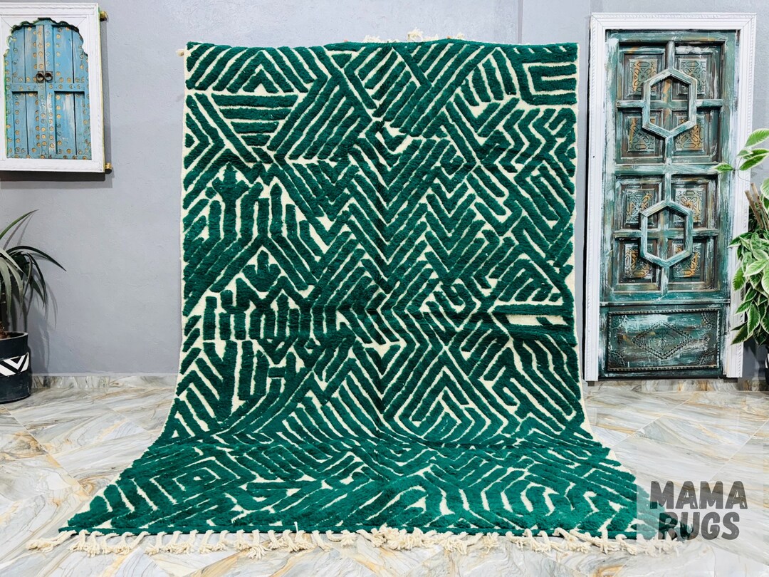 Olive Green Beni Ourain Rug, Moroccan Area Rug, Custom Made Rugs ...