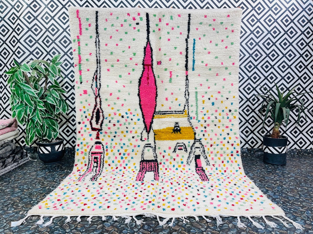 Vibrant Azilal Carpet Sheep Wool Rug Large Azilal Rug Custom All Sizes ...