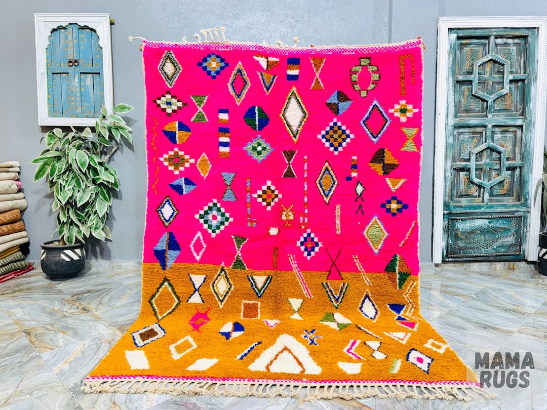Custom Pink Morrocan Rug, Orange Morrocan Rug, Soft Shag Wool Rug ...