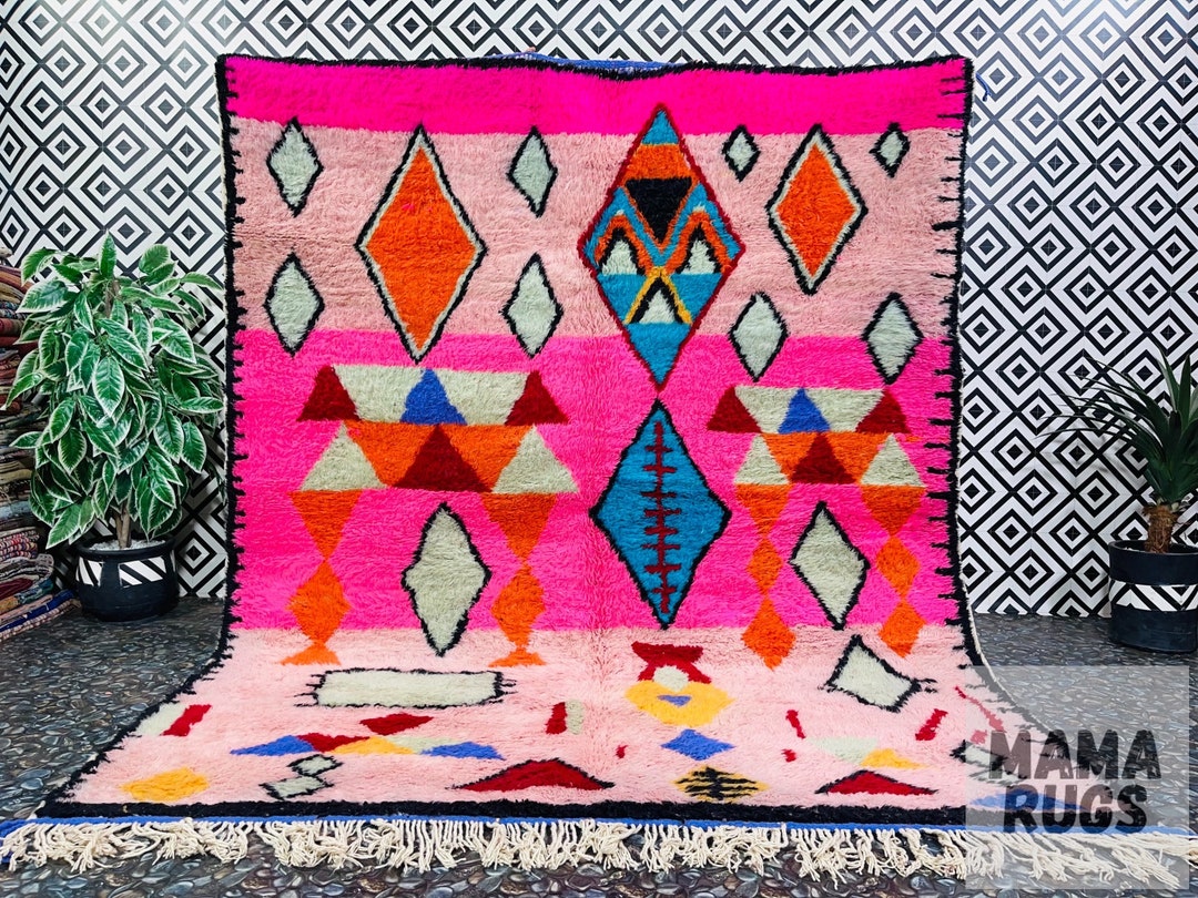 Pink Moroccan Rug, Wool Moroccan Rug, Berber Rug, Pink Wool Rug, Made ...