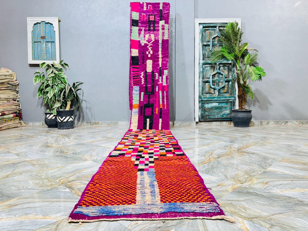 Long Moroccan Runner, Berber Runner Rug, Handmade Rug, Large Hallway ...