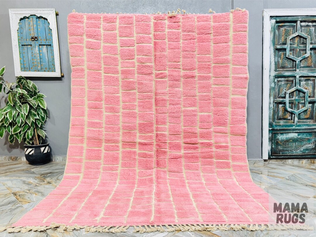 Custom Moroccan Pink Rug - New Beni Ourain Rug - Handmade Rug - Custom ...