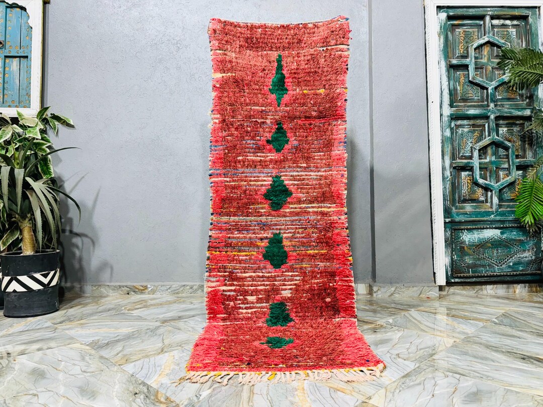 Vintage Moroccan Runner - Boucherouite Runner - Hallway Runner Rug ...
