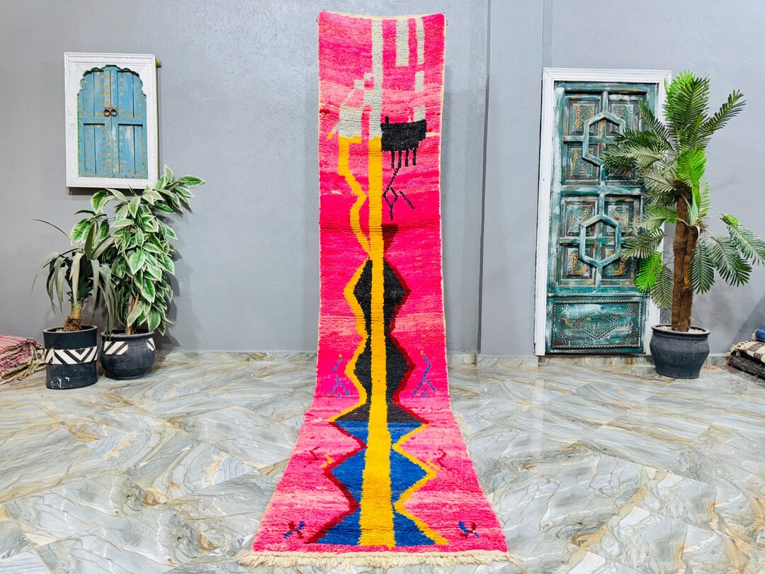 Custom Beni Ourain Runner Rug - Moroccan Runner Rug - Pink Runner Rug ...