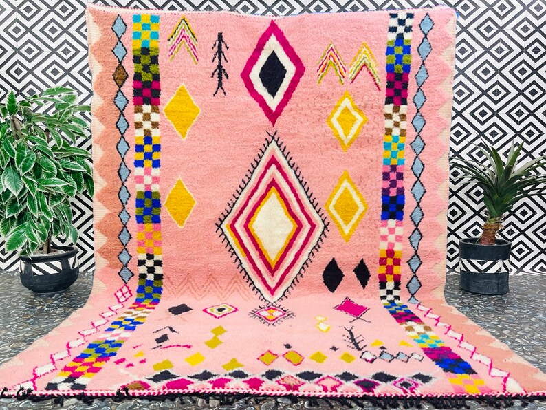 Pink Moroccan Rug Wool Moroccan Rug Berber Rug Pink Wool - Etsy
