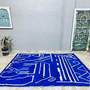 Moroccan Rug Blue Berber Rug Custom Moroccan Rug Beni Ourain Rug ...