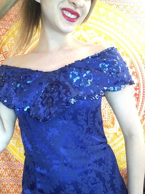 Blue Brocade Dress | Etsy