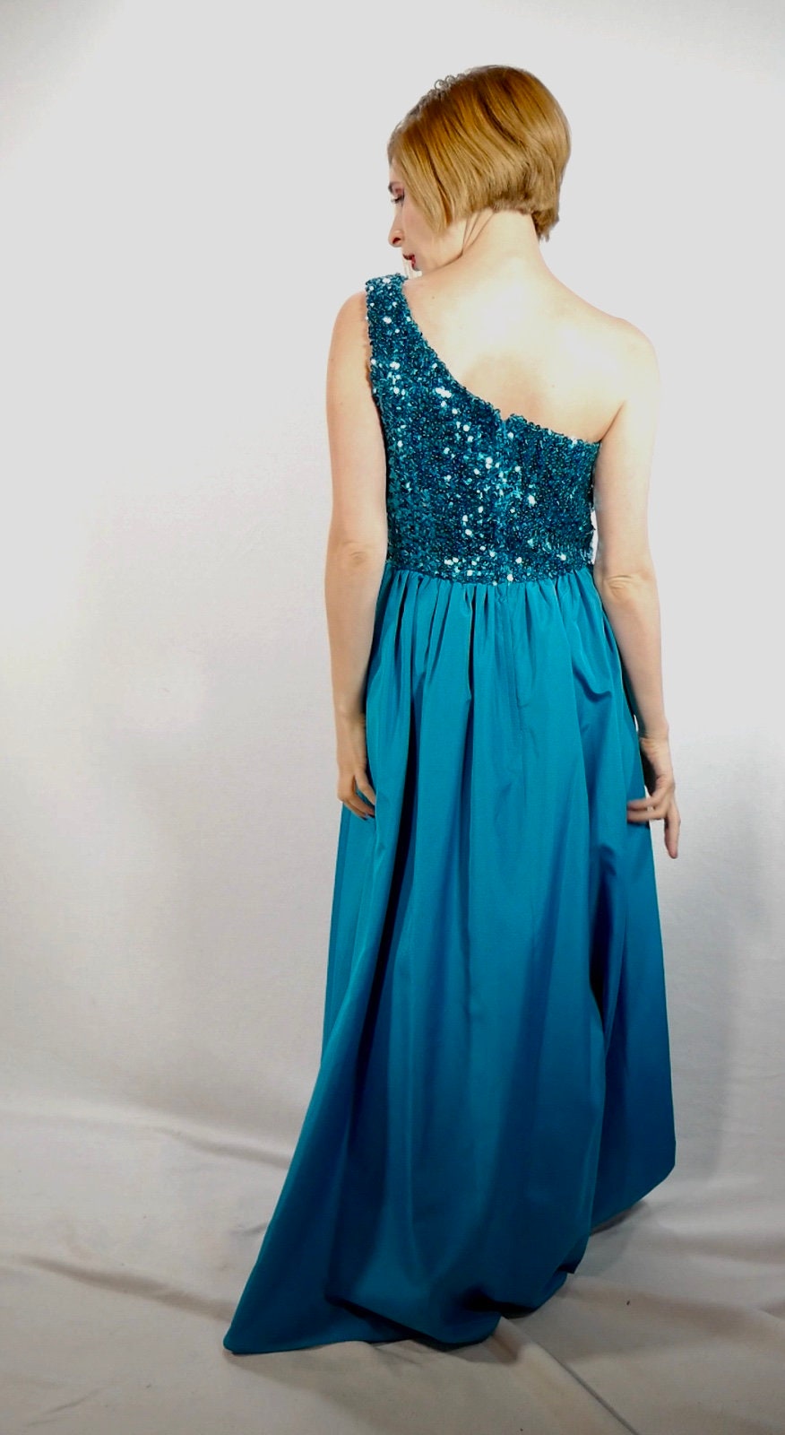 Disco Sequin Blue Evening Gown and Bolero Size Medium Circa 1970s - Etsy