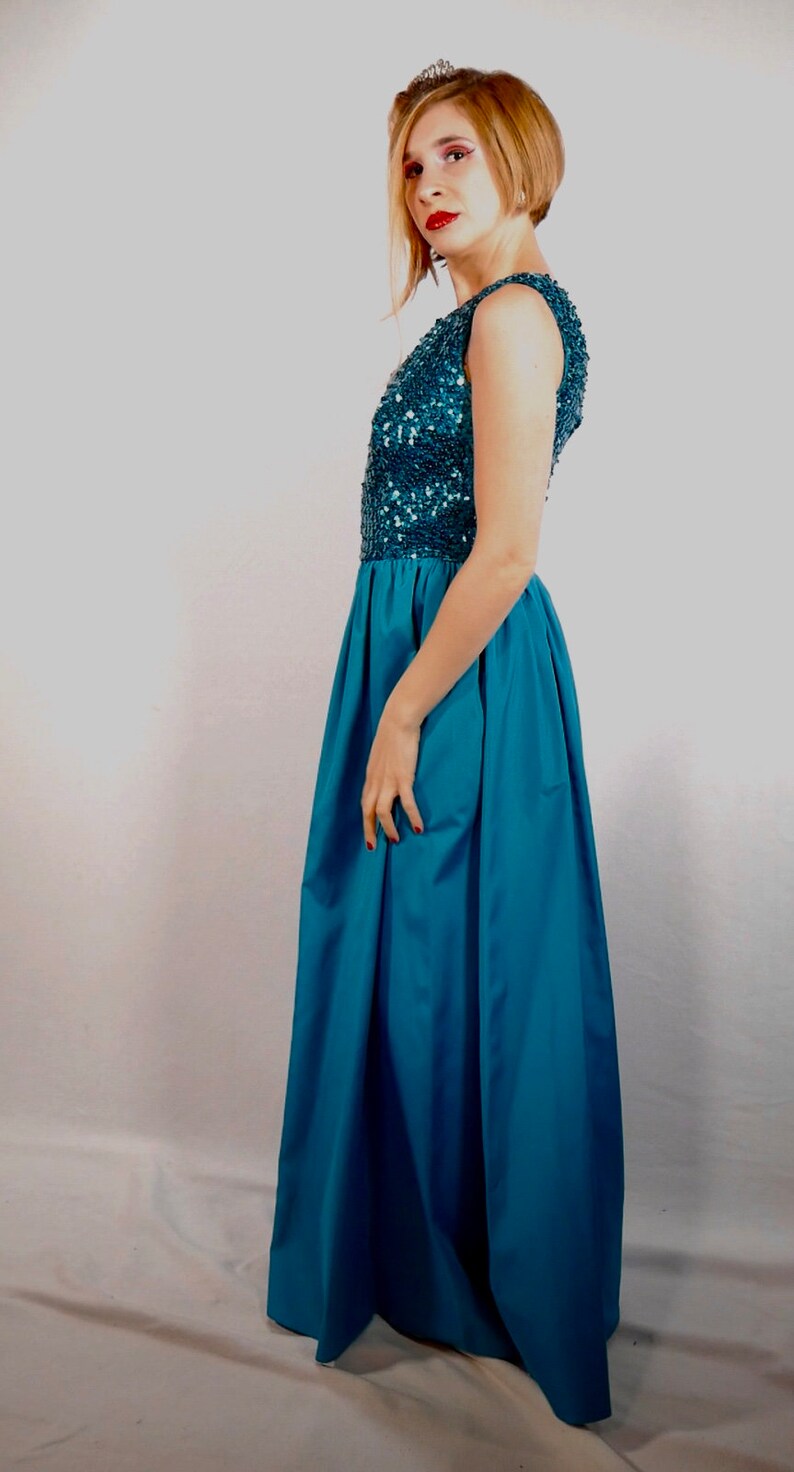 Disco Sequin Blue Evening Gown and Bolero Size Medium Circa 1970s - Etsy