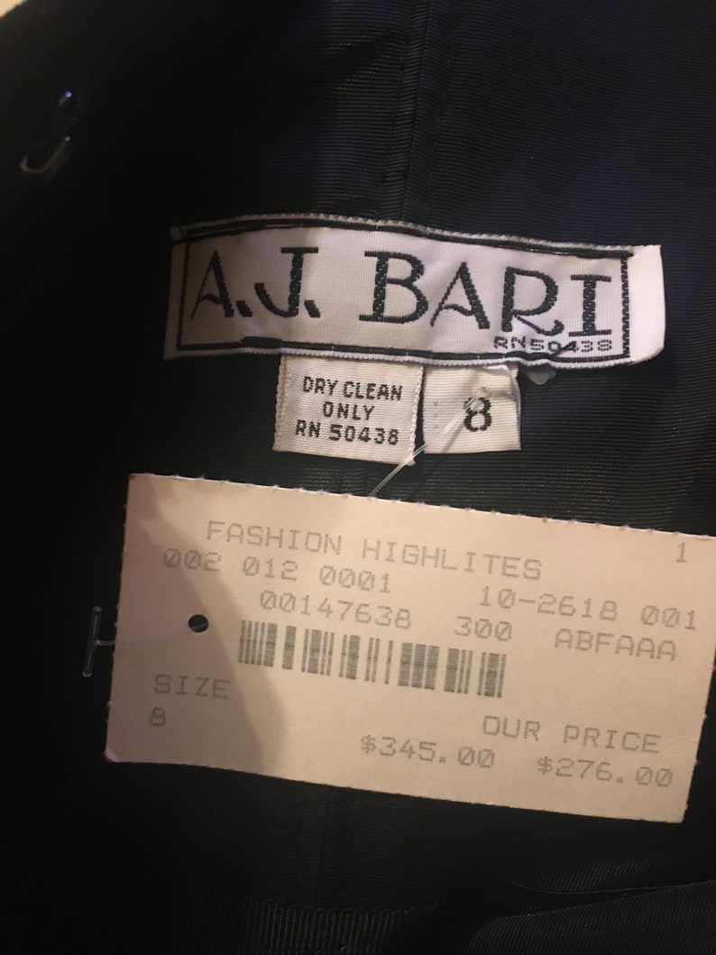 AJ Bari Black Velvet Strapless Dress New With Tags Pearl and Rhinestone ...