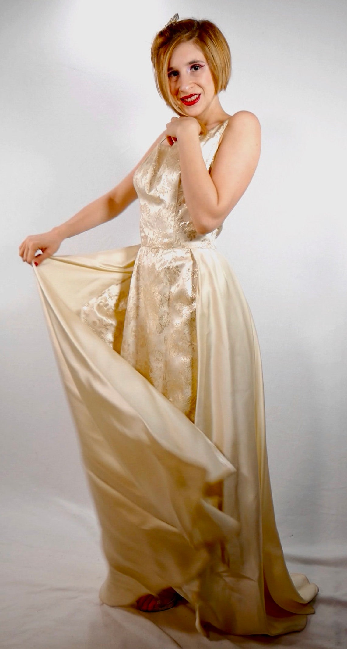 Mike Benet Formals Ivory Evening Gown Old Hollywood Glamour Circa 1960s ...