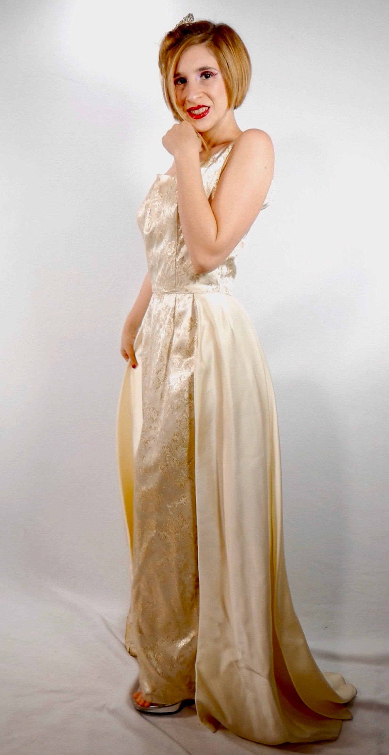 Mike Benet Formals Ivory Evening Gown Old Hollywood Glamour Circa 1960s ...