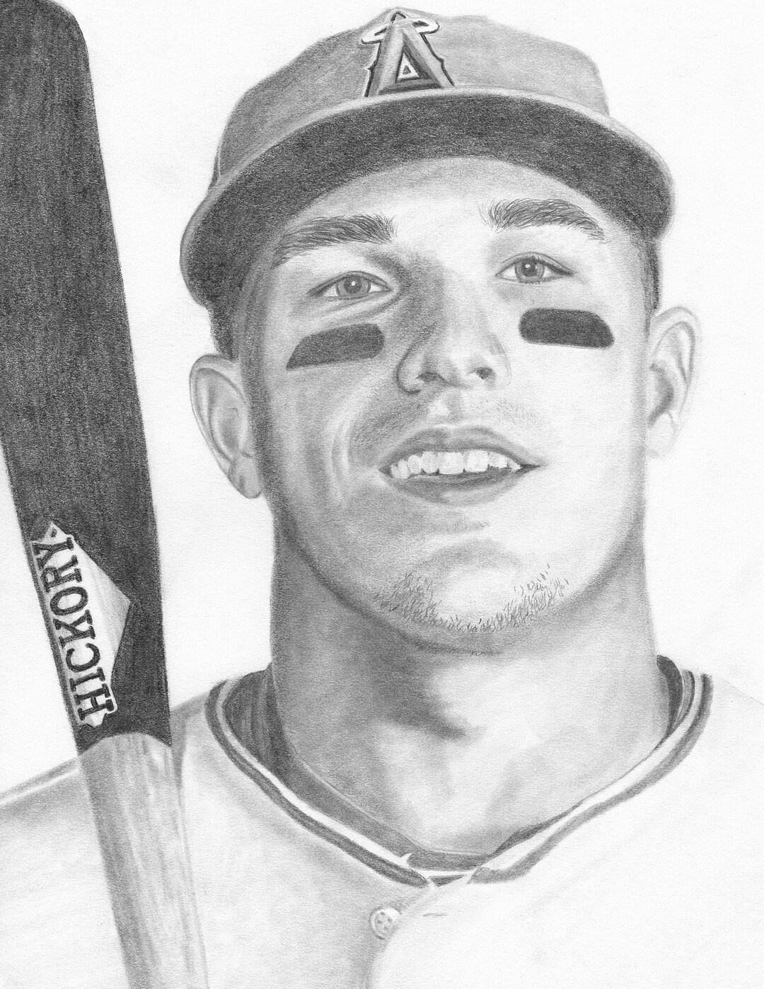 Mike Trout Angels Graphite Pencil Print 8.5x11 - Etsy