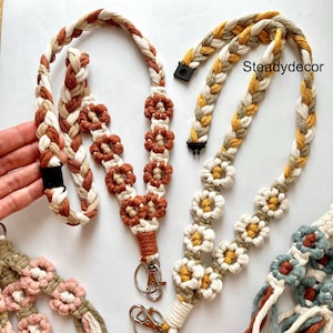 Breakaway Flower Lanyard Macrame, Teacher Badge Holder Keys ID Clip ...