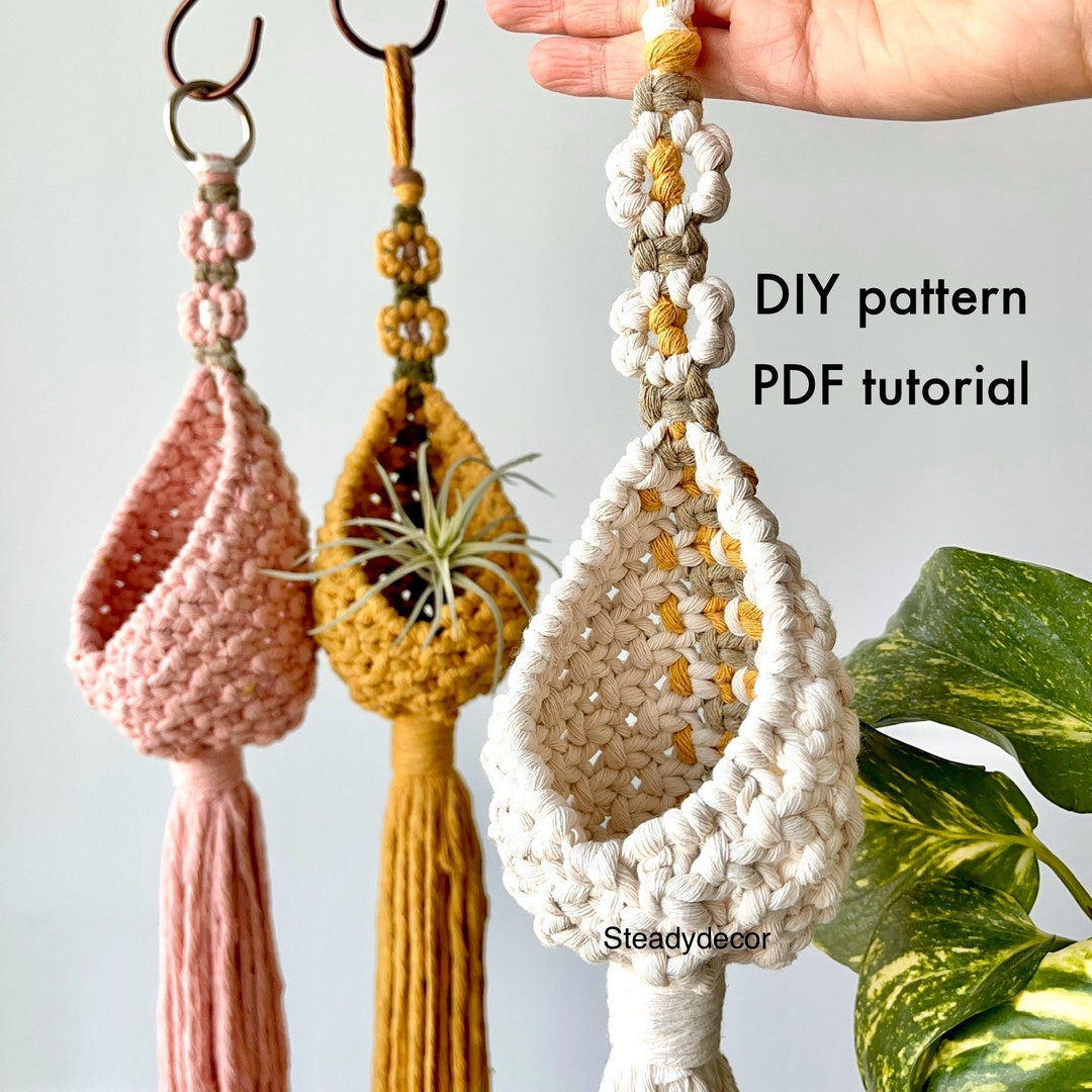 DIY Flower Macrame Pod Pattern Pdf Tutorial, Boho Daisy Air Plant ...