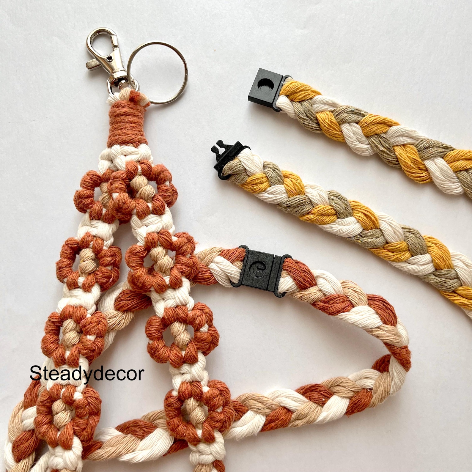 Breakaway Flower Lanyard Macrame, Teacher Badge Holder Keys ID Clip ...