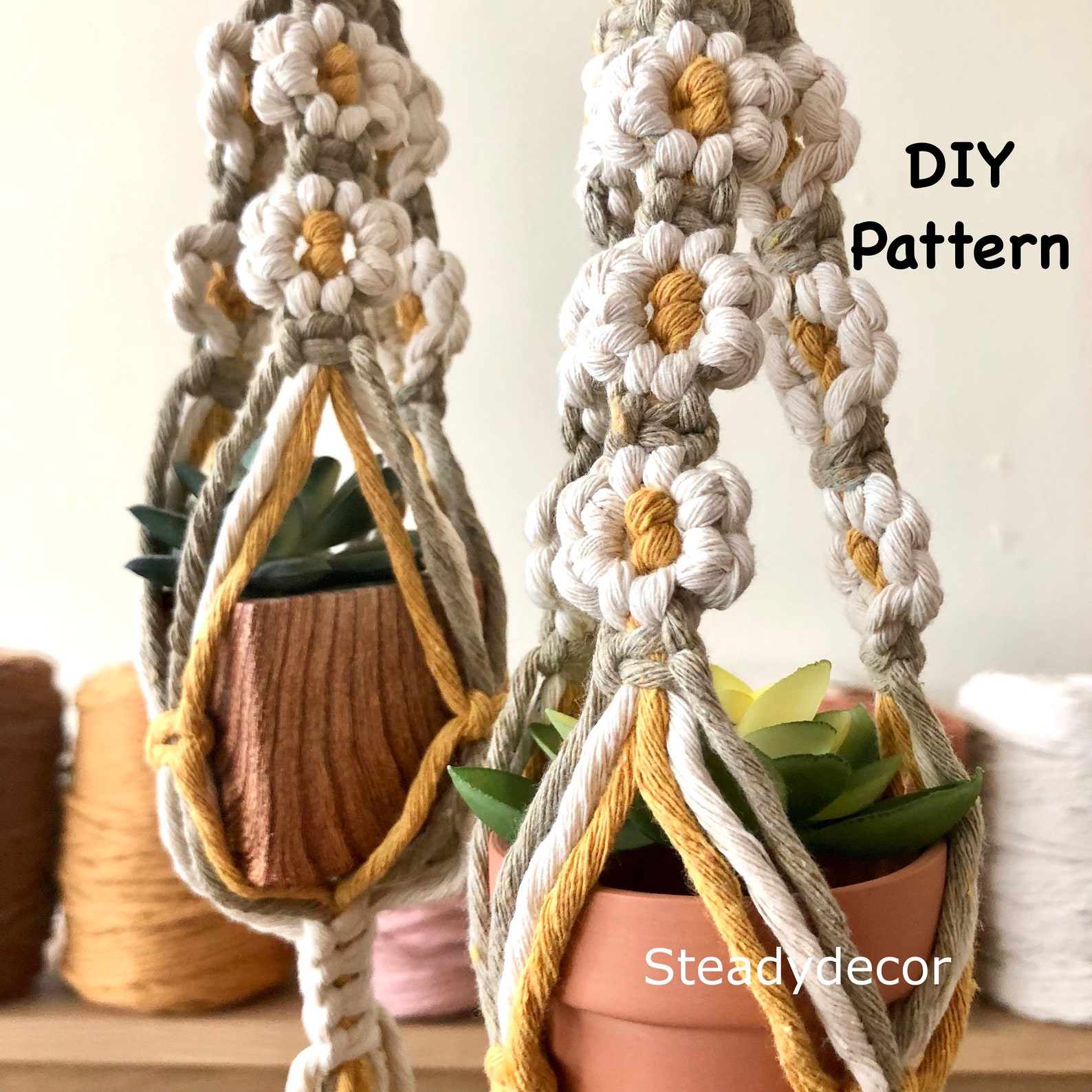 DIY Macrame Plant Hanger Flower Pattern Video Tutorial - Etsy