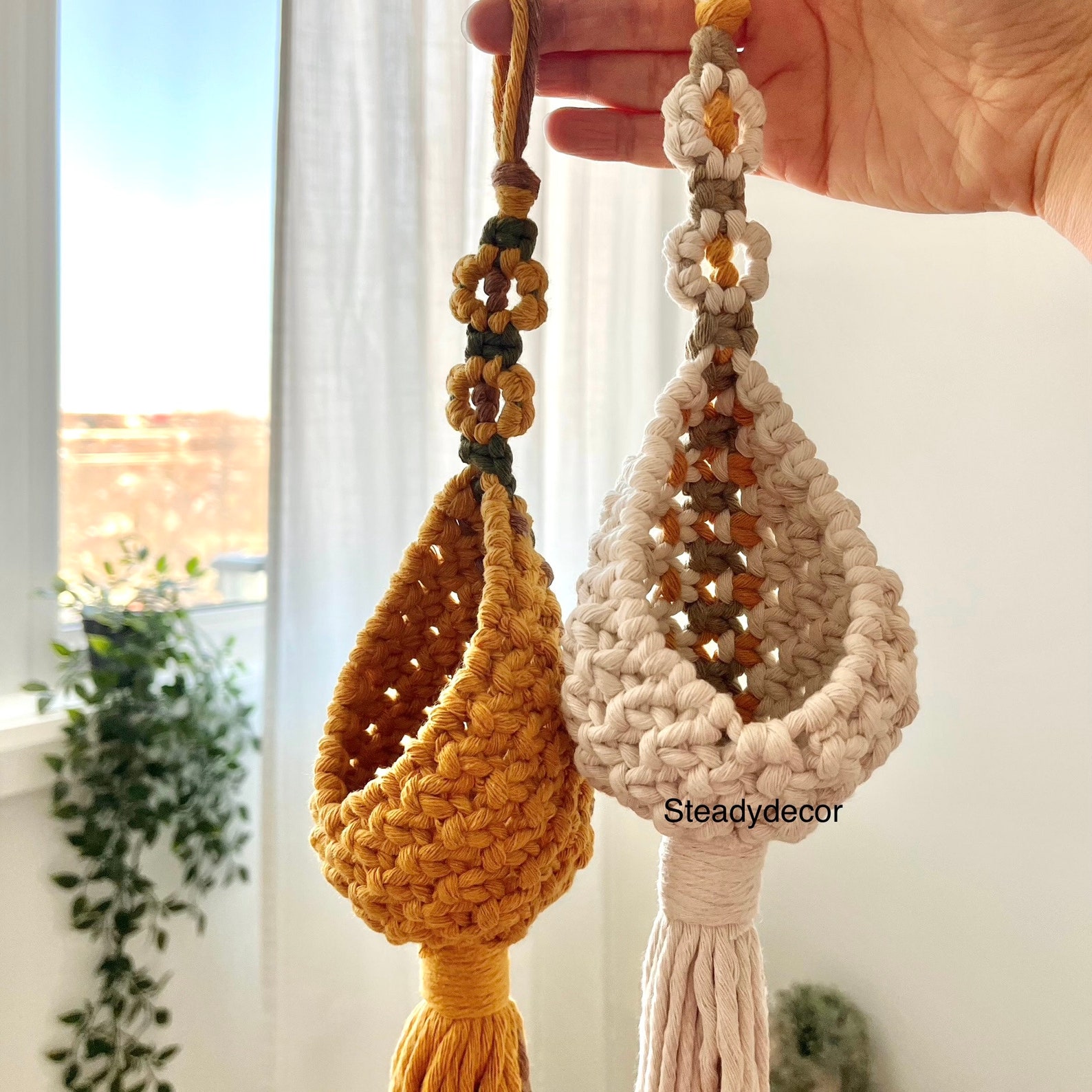 DIY Flower Macrame Pod Pattern Pdf Tutorial, Boho Daisy Air Plant ...