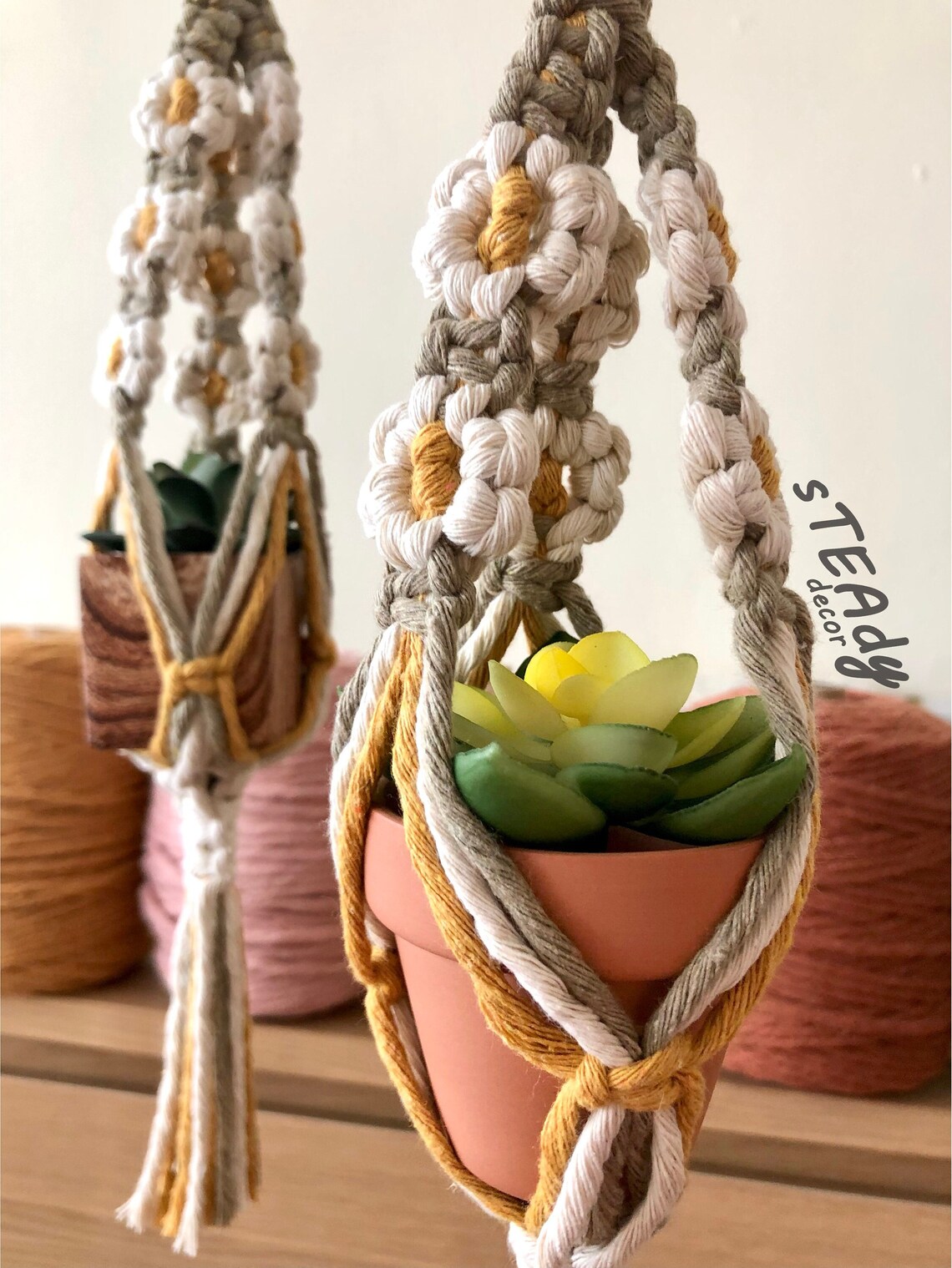 DIY Macrame Plant Hanger Flower Pattern Video Tutorial - Etsy
