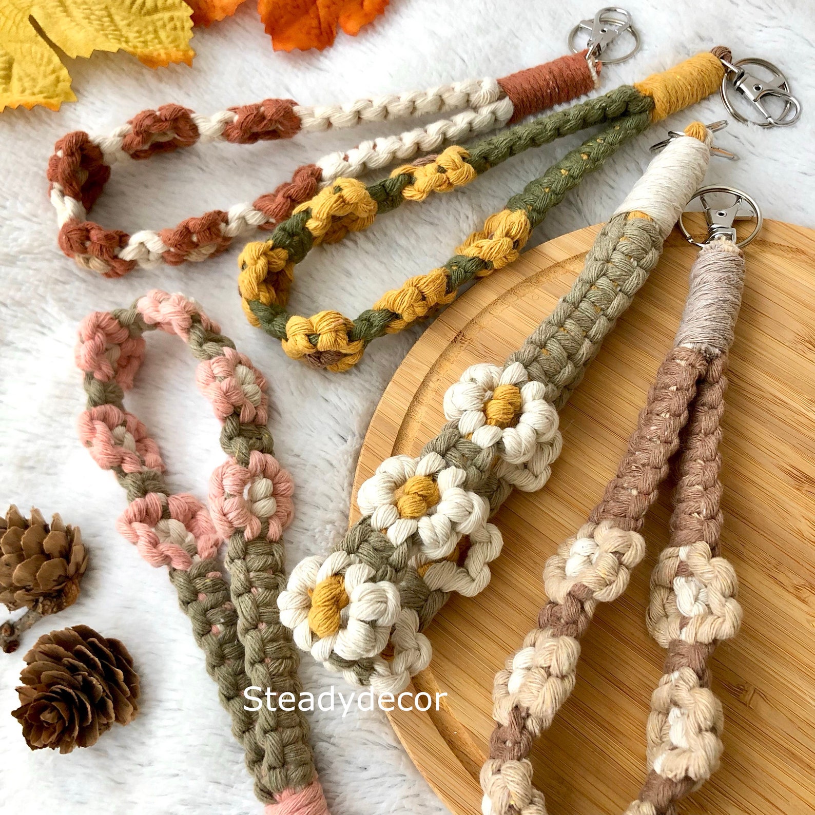 DIY Pattern Wristlet Keychain Macrame Flower Video Tutorial - Etsy