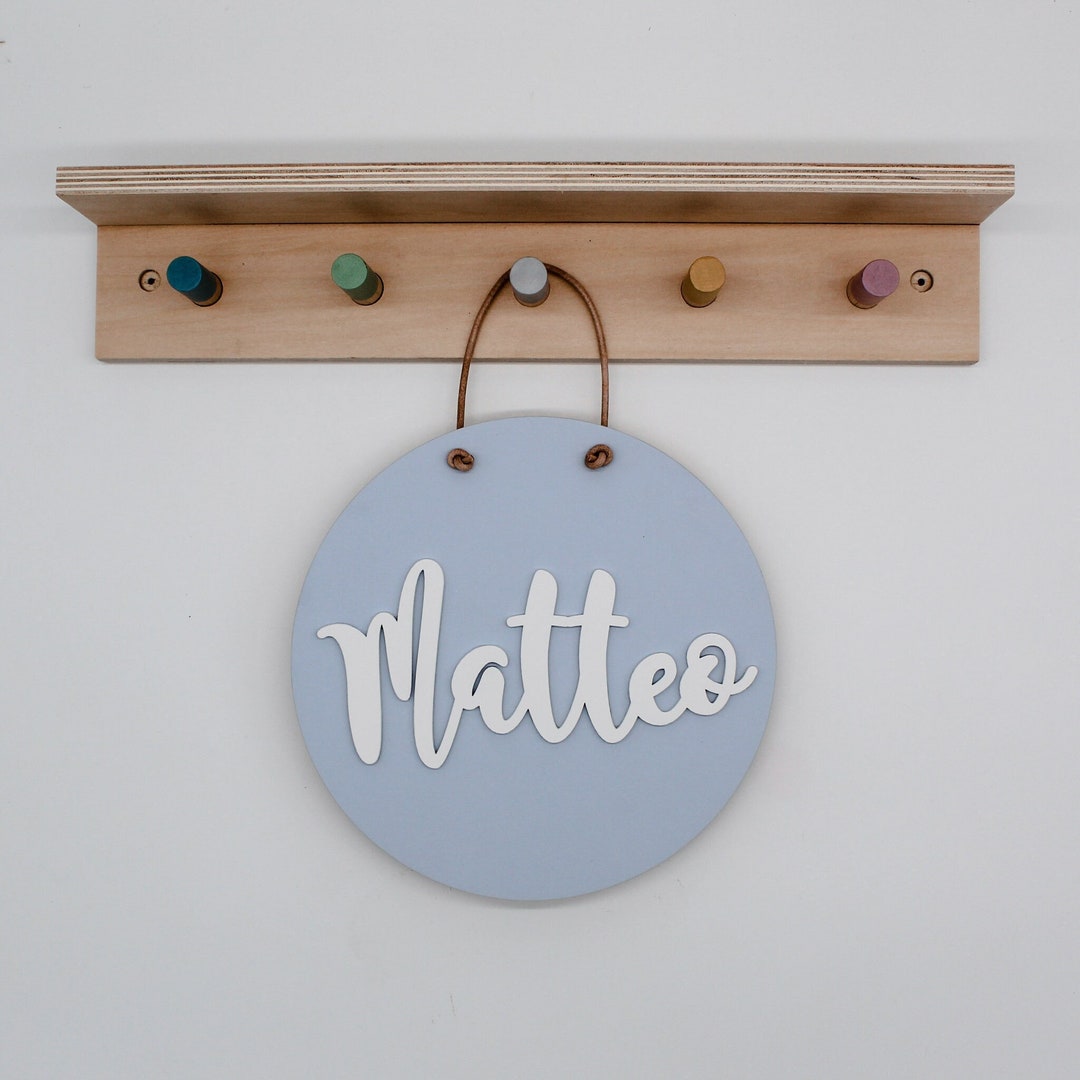 Name Tag 3D Door Sign Children's Room, Wooden Sign Personalized, Baby ...